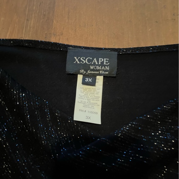 Xscape | Tops | Xscape Womens Black Metallic Drapey Shimmer Long Sleeve ...